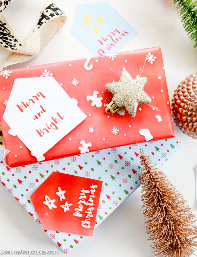 Printable Christmas gift tags & wrapping paper set - Joanna Anastasia